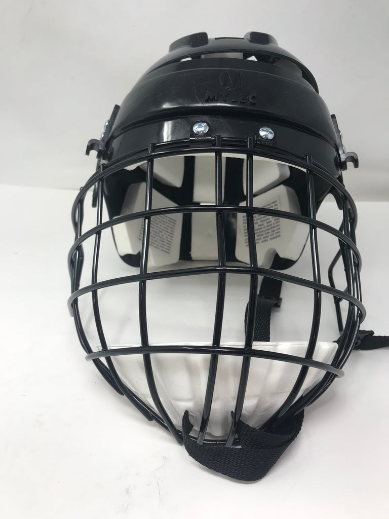 New Mylec Junior Helmet with Wire Face Guard Black Completely Assemble ...