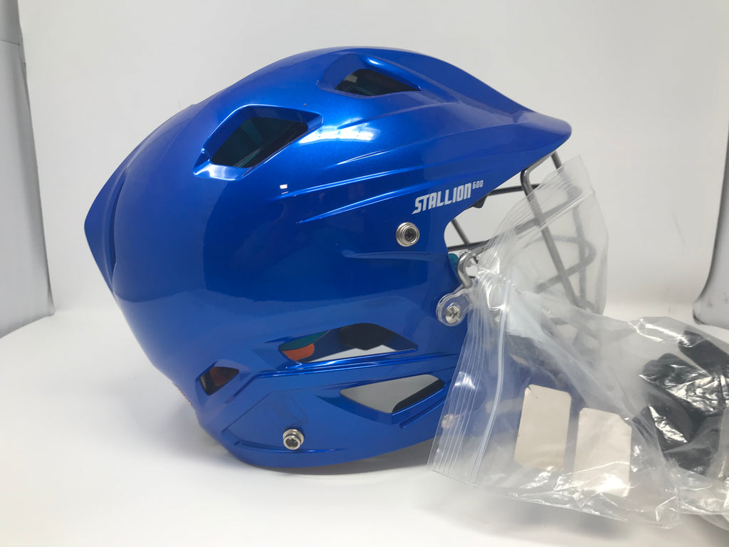 New Schutt STX Stallion 600 Lacrosse Helmet Large Royal/Silver w/Chins ...