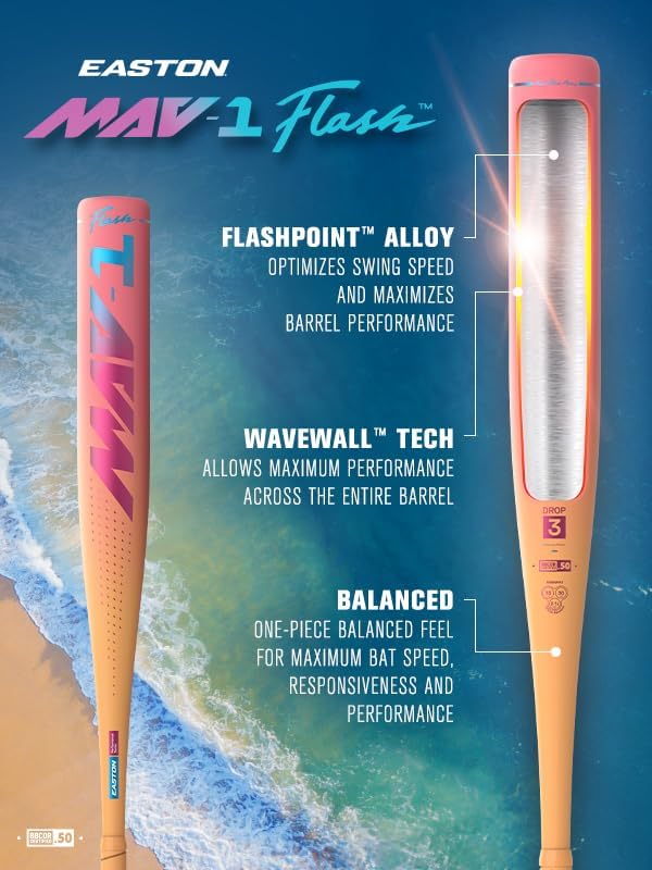 New Easton | 2026 | MAV1 Flash Baseball Bat | BBCOR | -3 Drop | 2 5/8 ...