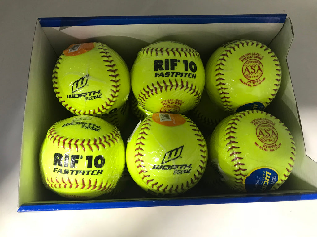 New Worth R11RYSA 11" Soft Dot Pro Tac Fastpitch Softballs 1 Dozen Yel ...