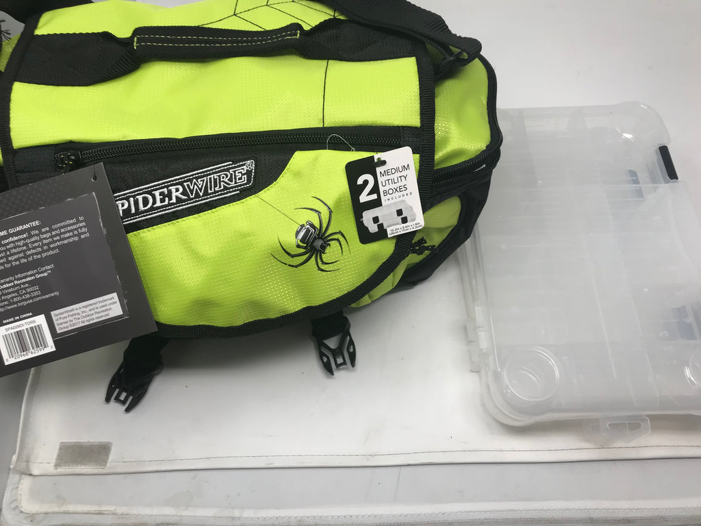 New SpiderWire 360 Tackle Bag Green/Black, Includes 2 Medium Utility B ...