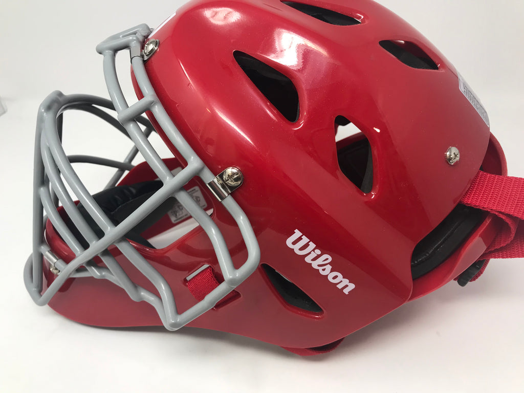 New Other Wilson Catcher's Helmet Youth Red/Silver Baseball/Softball 6 ...