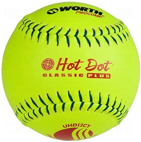 New Worth Usssa Classic Hot Dot Leather Slowpitch Softballs Pro Comp 1 ...