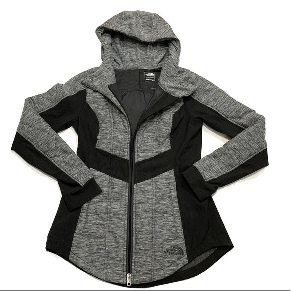 New North Face Women s Pseudio Jacket Medium Black Gray PremierSports