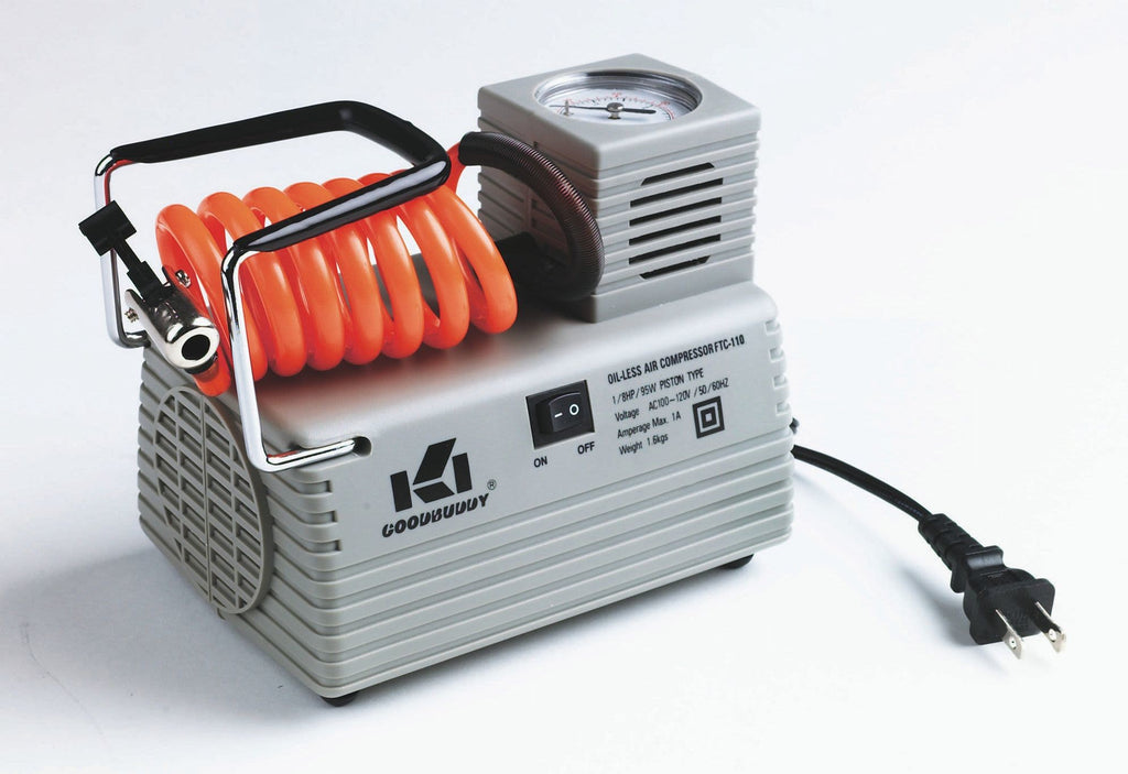 New FTC 110 compressor 1/8-HP oil-less air compressor. 110 volts AC Gr ...