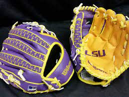 New Wilson NCAA Team Tee Ball Glove LSU 10" Youth Baseball Purple/Yell ...